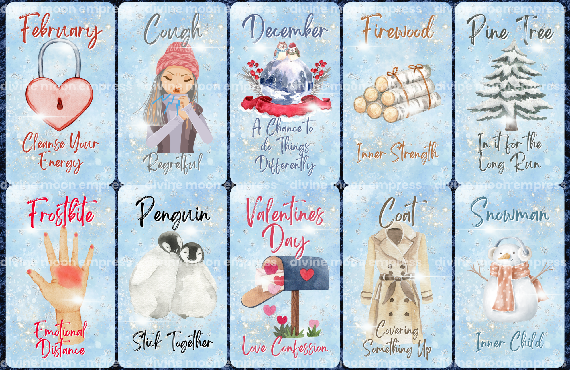Hello Winter Oracle | 50-Cards – Divine Moon Empress